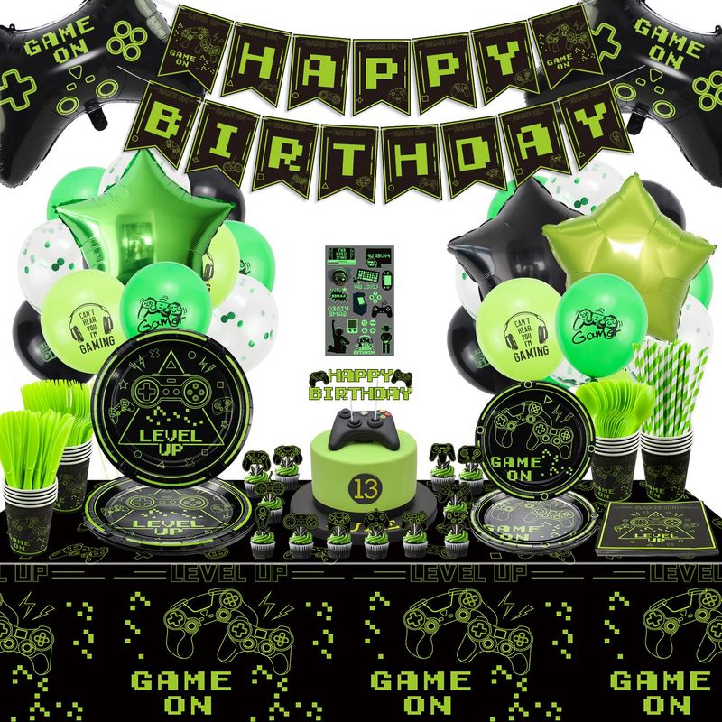 219Pcs Video Game Party Decorations - Gaming Decorations Include Game ...