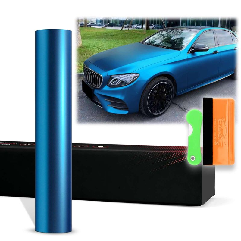 12"x60" (1FTx5FT) PET Romance Chrome Light Blue Vinyl Wrap Auto Car ...