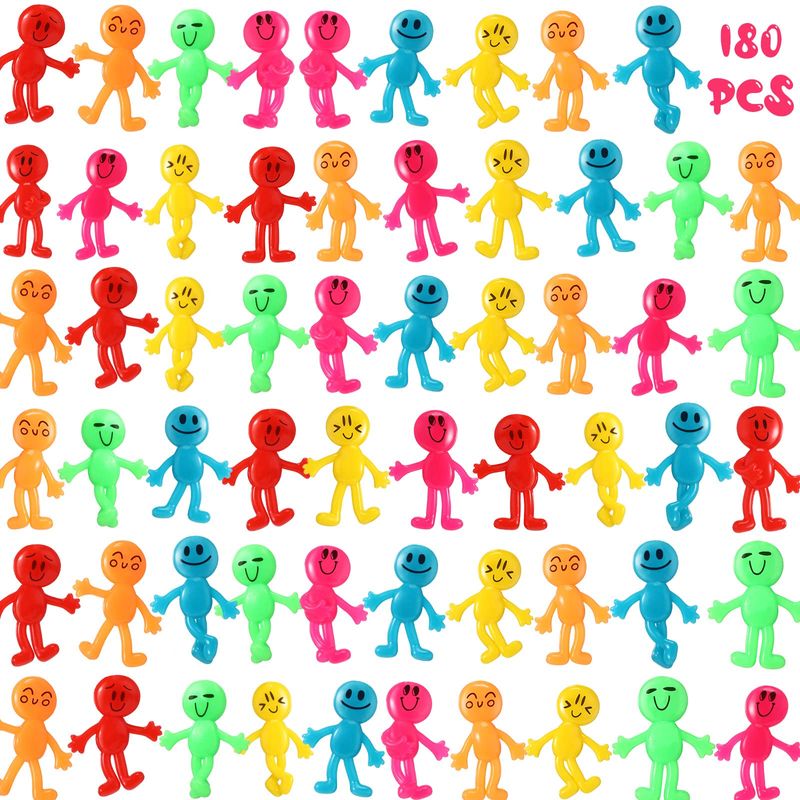 180 Pcs Stretchy Bendable Man Stretchable Smile Figures Assorted Color ...
