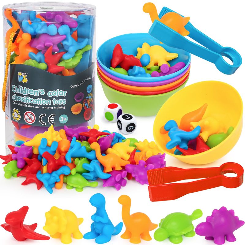 FNQUTOY Counting Dinosaur Color Sorting Toys for Toddlers 1-3 ...