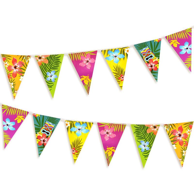 FEPITO 2 Pack Hawaiian Bunting Banners Luau Tropical Bunting 6 Meters ...