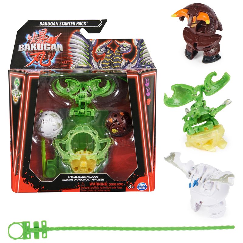 BAKUGAN Starter 3-Pack, Special Attack Nillious, Titanium Dragonoid, Bruiser ...