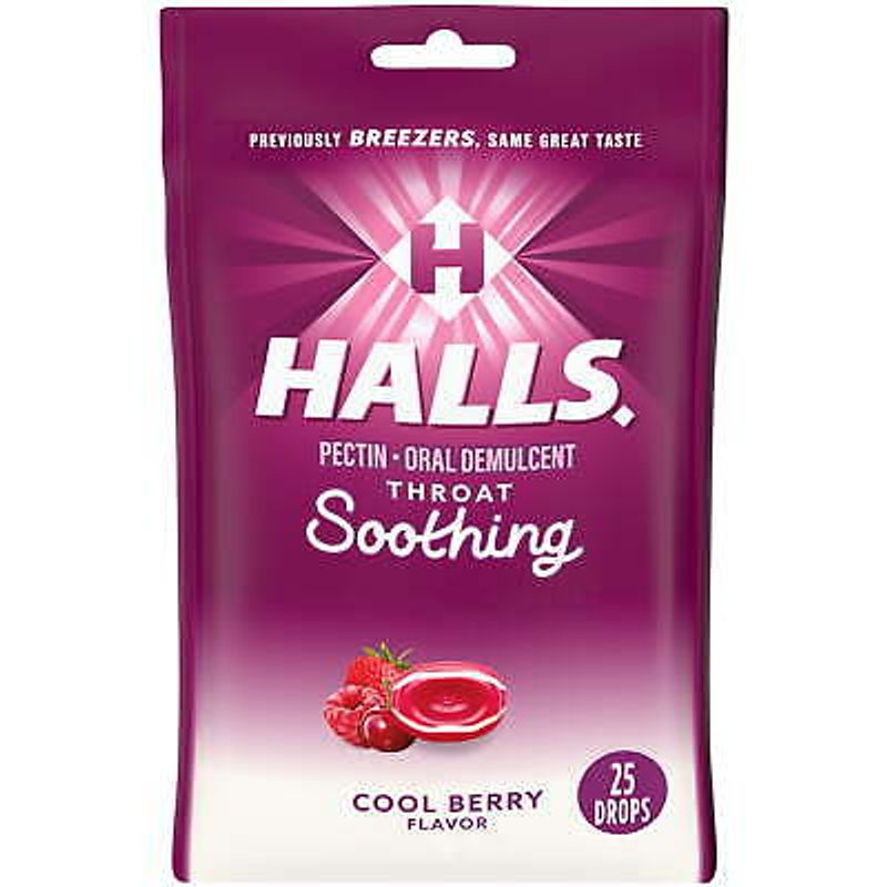 HALLS Throat Soothing (Formerly HALLS Breezers) Cool Berry Throat Drops ...