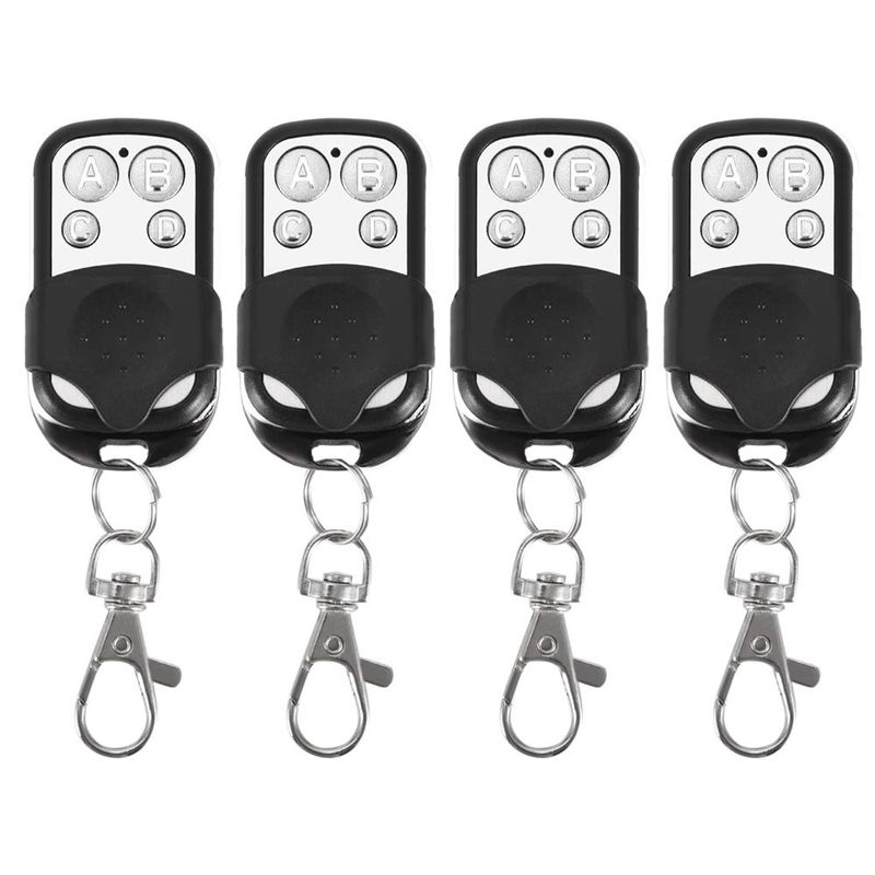 Garage Door Remote Key Fob, 4 pieces 433.92MHz Clone Gate Fob Remote Control Opener Wireless ...