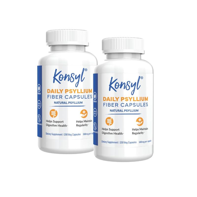 Konsyl Daily Psyllium Fiber Capsules - Contains 1500mg of All-Natural ...