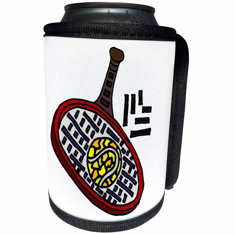 Can Cooler Bottle Wrap - Artistic Cool Tennis Racket and Ball Art ...