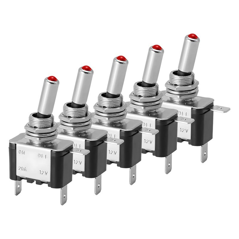 CGEAMDY Pack of 5 Car Toggle Switch, On/Off Metal Car Rocker Switch ...