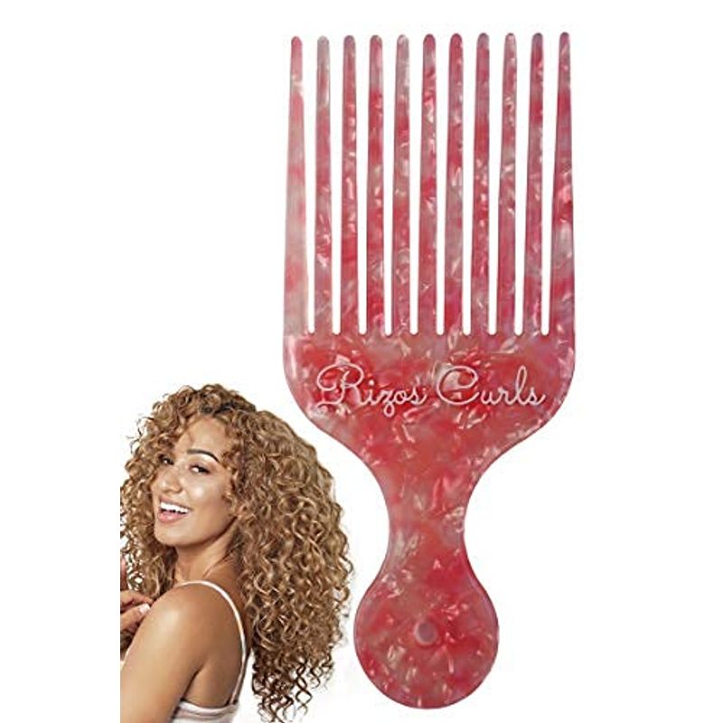 Rizos Curls Hair Pick Comb, Fluff Curls & Add Volume, Larger Pick To Lift Roots, Curly Textured ...