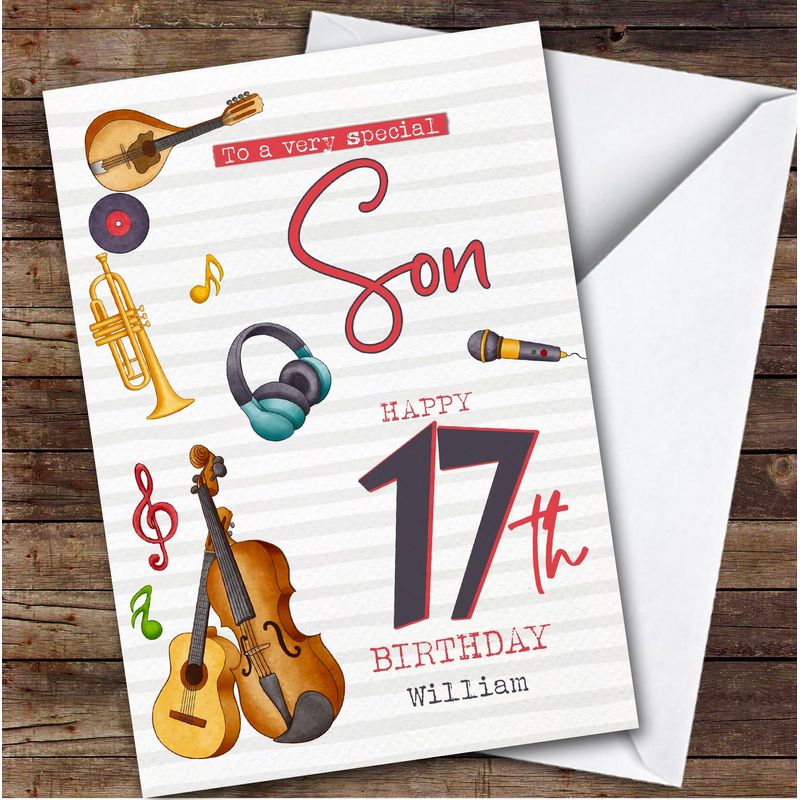 Son 17th Music Instruments Teenager Boys Custom Personalised Birthday ...