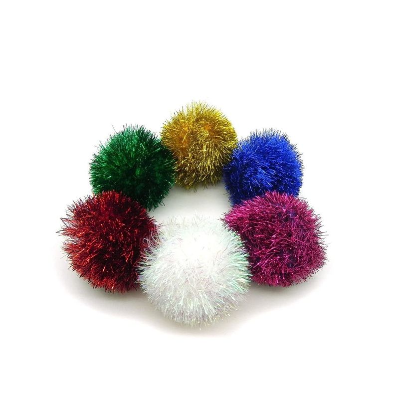 Jumbo Sparkle Ball Tuff Kitty Puff Cat Toy - (2 inch) 6 Pak Pick A ...