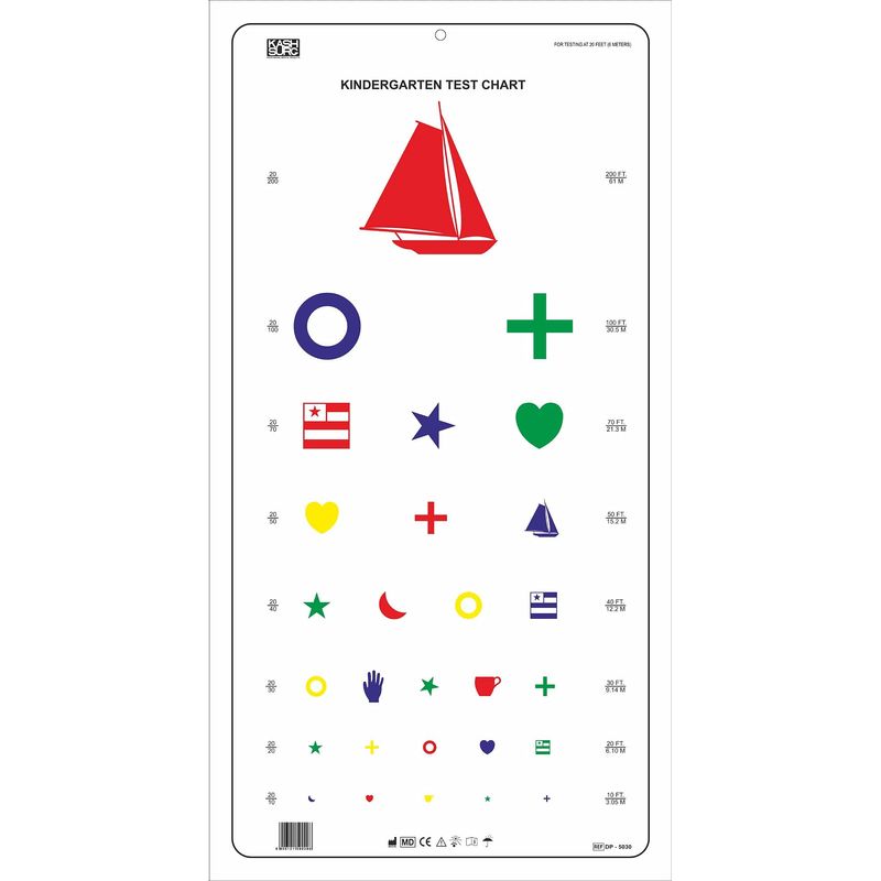 Kindergarten Distance Vision Chart with Color Symbols 6m / 20ft ...
