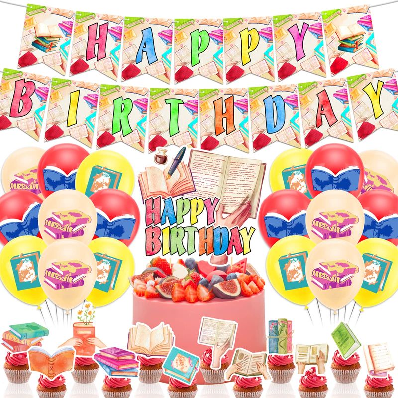 Books Party Decorations Book Club Birthday Party Supplies Includes Book ...