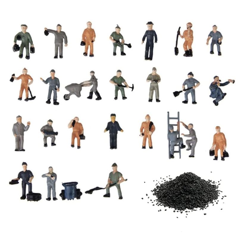27 Pcs 1:87 Scale Train Track Railroad Worker Model People Figures Set ...