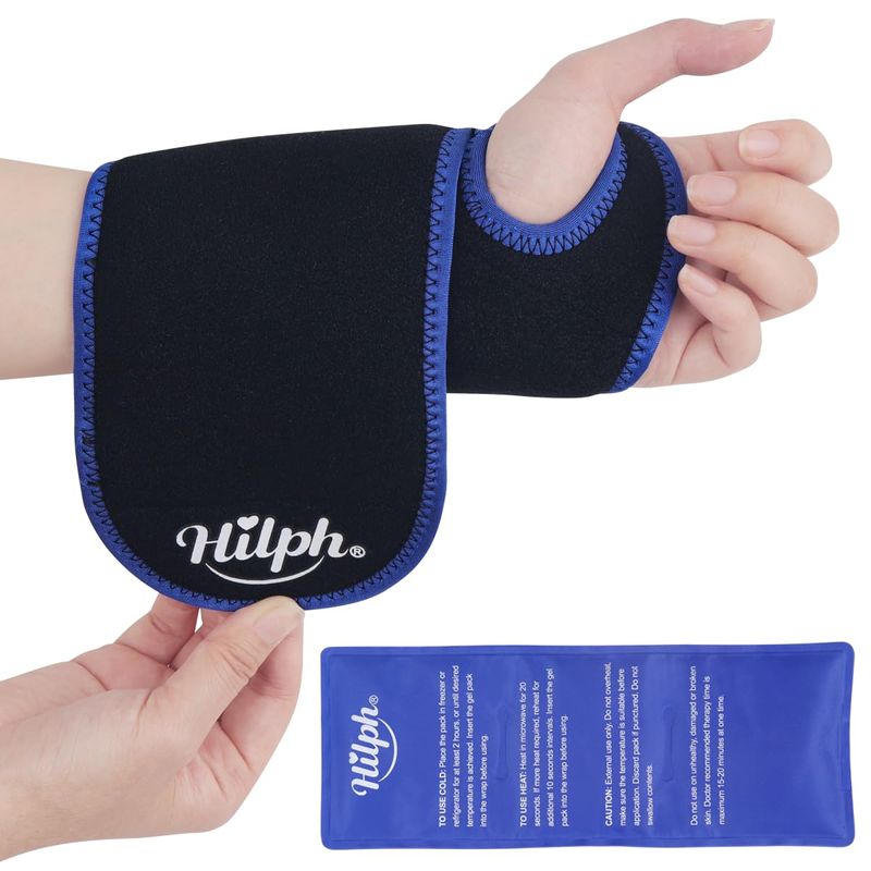 Hilph Wrist Ice Pack Wrap for Pain Relief, Reusable Wrist Brace with ...