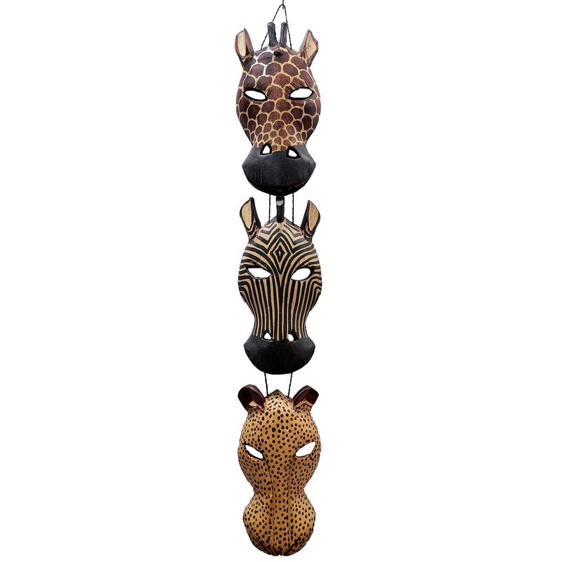 African Masks Wall Hanging Art Hand Carving Safari Décor Wall Head ...
