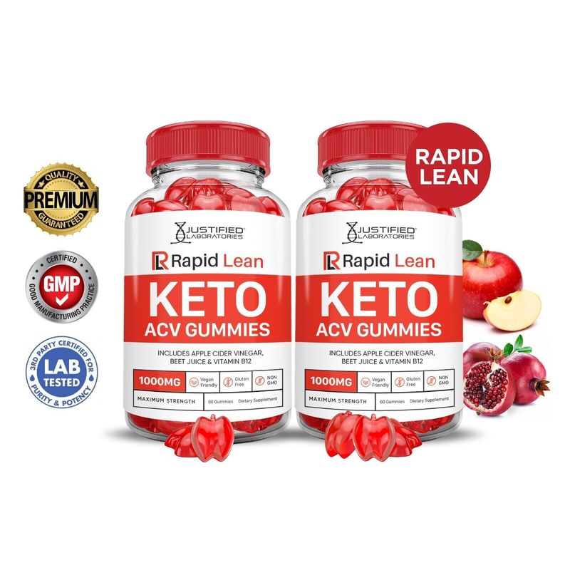 Rapid Lean Keto Gum Keto ACV Gummies 1000MG Apple Cider Vinegar 120 ...