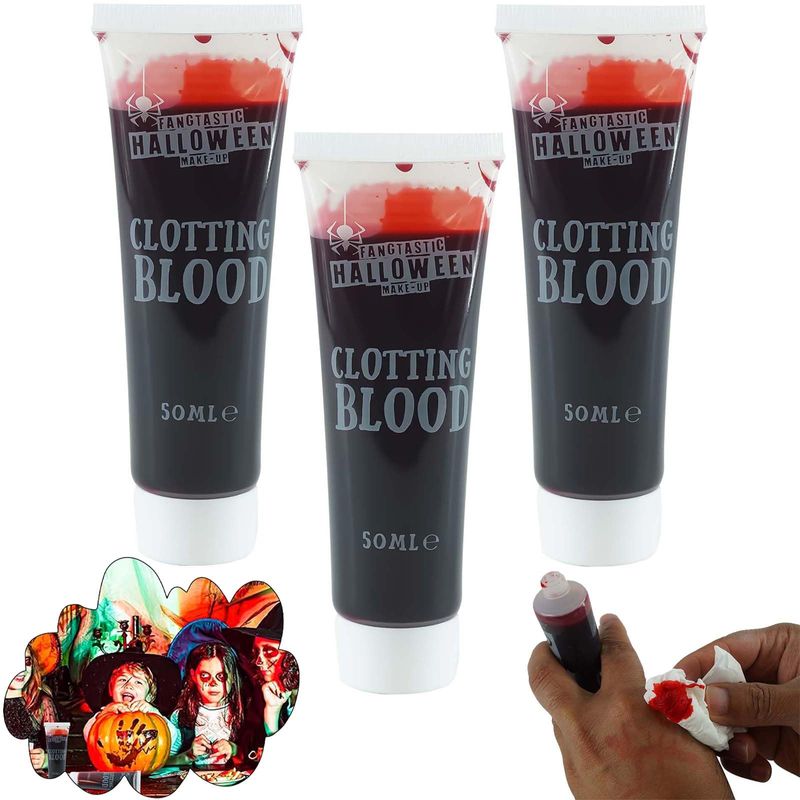3x Halloween Clotting Fake Red Blood Tube 50ml, Washable SFX Makeup for ...