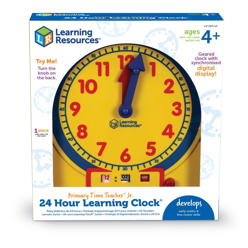 Learning Resources Primary Time Teacher Junior 24-Hour Learning Clock ...