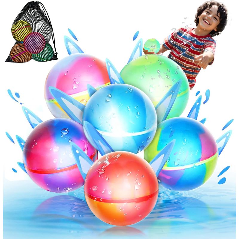 【6 Pack】Magnetic Reusable Water Balloons, Fast Self-Sealing for Kids ...