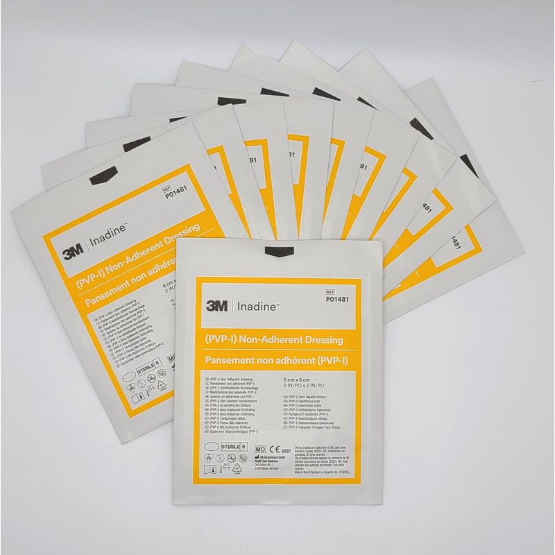 Pack of 5 Inadine Dressings - Antiseptic Iodine Non-Adherent Pads for ...