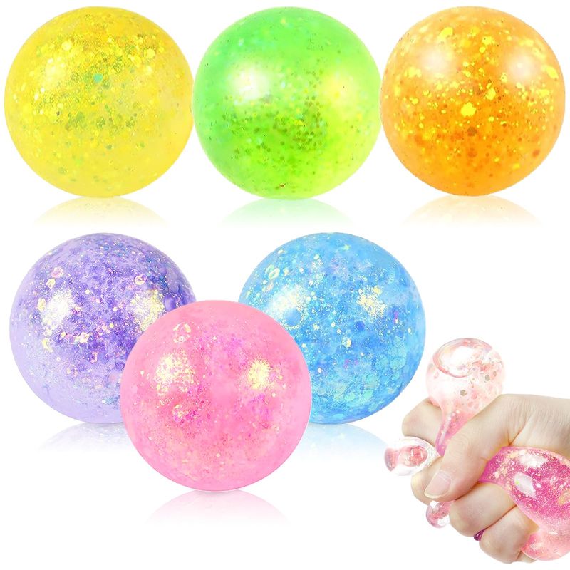Stress Balls, 3Pcs Squishy Toys for Kids Adults with Sequin Sugar Ball ...