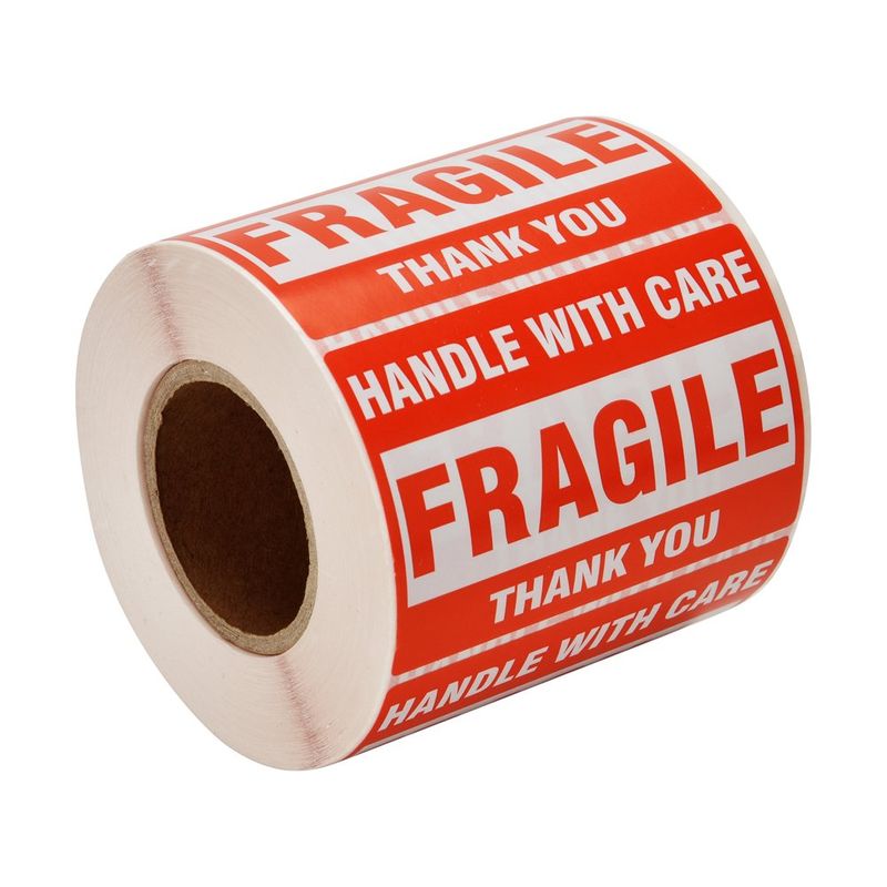 [1 Roll, 500 Labels] 2" x 3" Fragile Stickers Handle with Care Warning ...