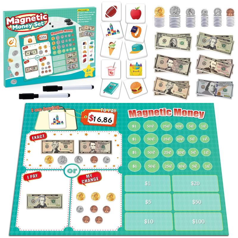 Magnetic Play Money for Kids, Fake Money for Teaching Prop Money ...