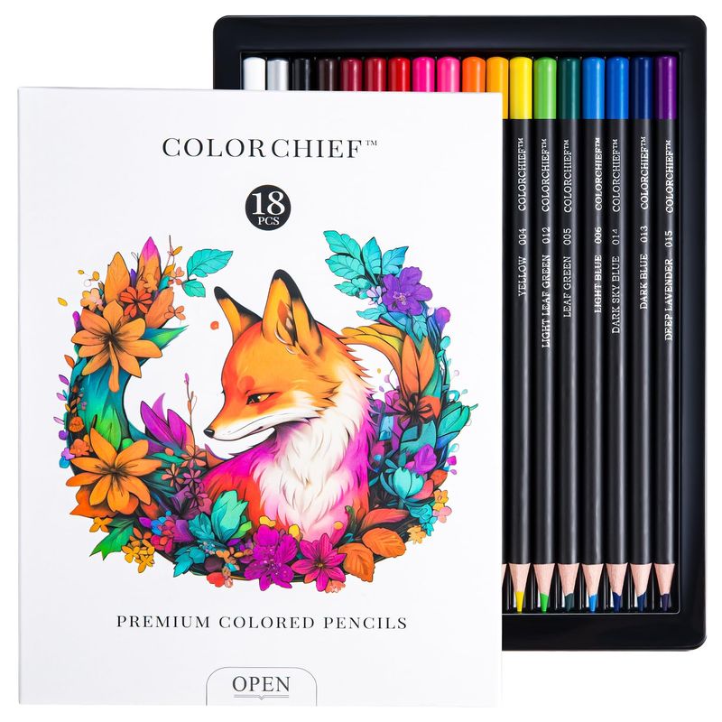 COLORCHIEF Colored Pencils 18 Count Adult Coloring Pencils for Adult ...