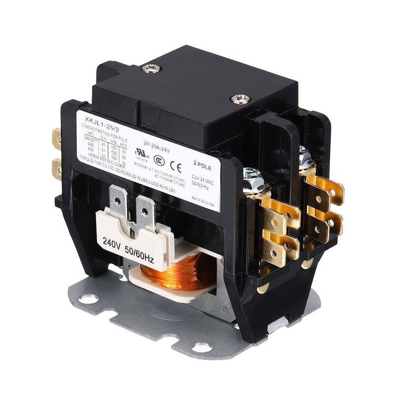 DMiotech HVAC Contactor, 2 Pole FLA 25 Amps 24V Coil Air Conditioner ...