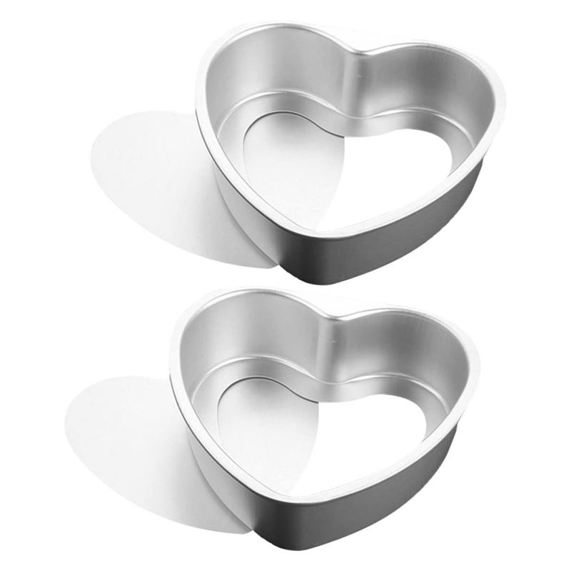 2Pcs Heart Shaped Cake Pans Aluminum Pans With Removable Bottom, Kitchen Baking Bread Cheesecake ...
