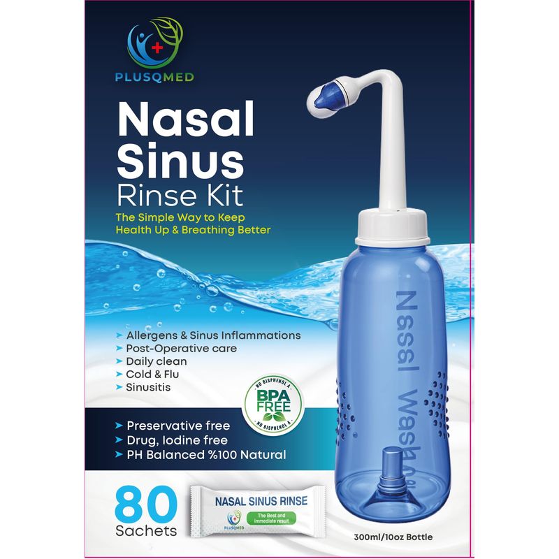 80 x Nasal Rinse Salt + Neti Pot Bottle 300 ml, Sinus Rinse Kit, Nasal ...