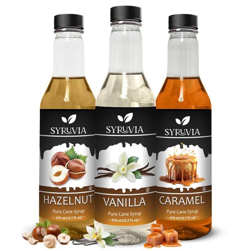 Coffee Syrup Variety Pack 12.7 fl oz - Vanilla Hazelnut Caramel Flavors ...