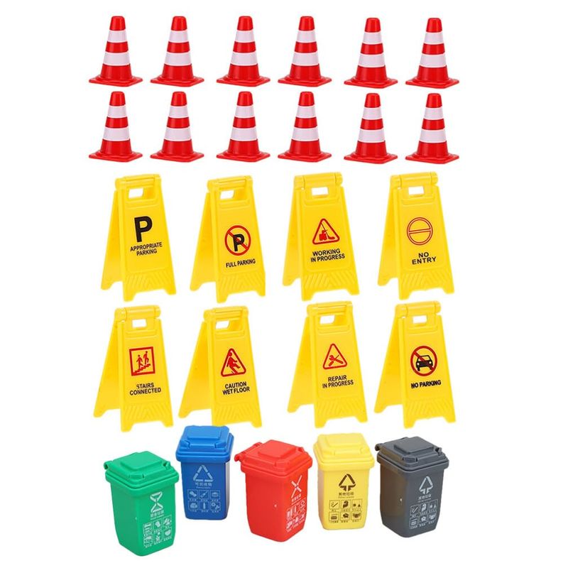 Toddmomy Road Signs for Kids, 25pcs Mini Traffic Signs Miniature ...