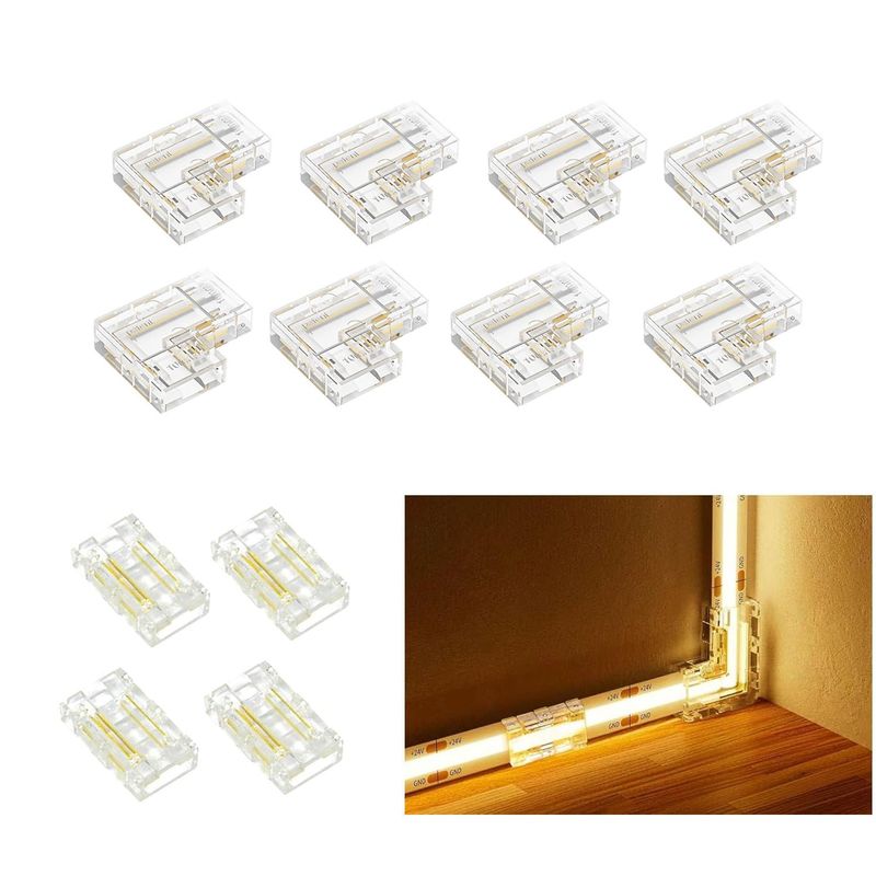 SHAOYAYAZHANG 8 x COB LED Strip Light Corner Connectors, 4 x Gapless ...