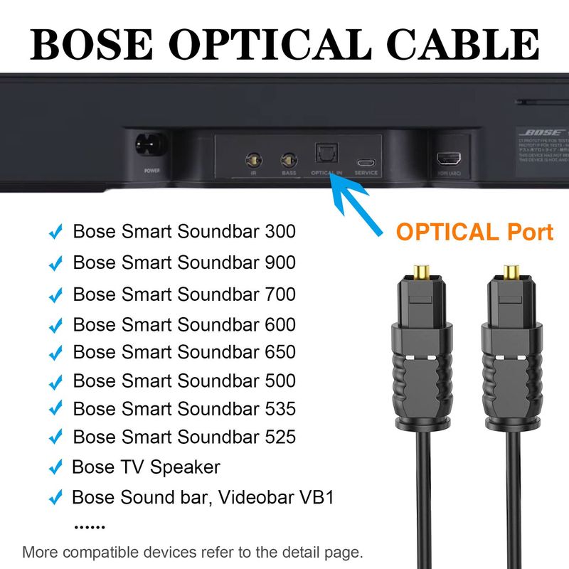 Optical Audio Cable Bose Smart Soundbar 300, Bose Soundbar 900, Bose TV ...