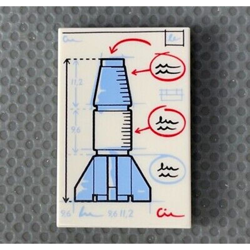 LEGO 2x3 White Printed Tile Space Rocket Blueprint Series 20 Space Fan ...