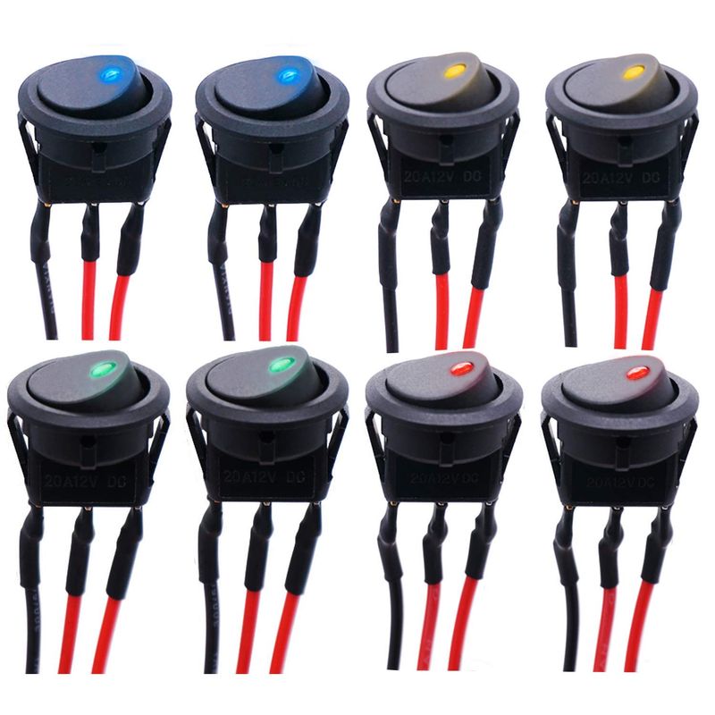 8PCS Rocker Switch,Car Switch 12V with LED Light, Mini Toggle Switch On ...