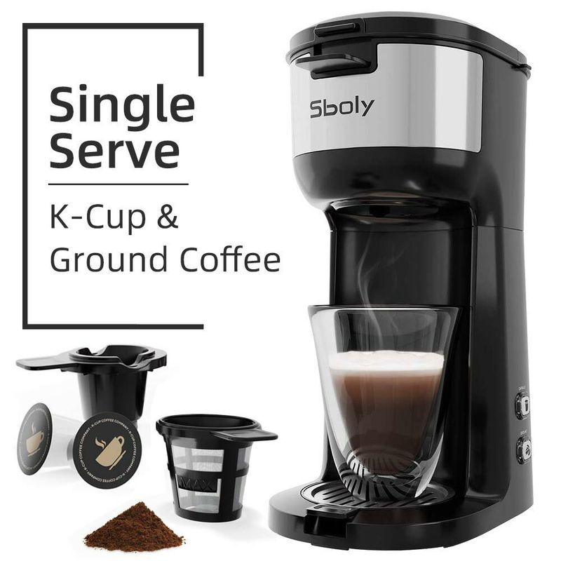 Sboly Single Serve Coffee Maker for K-Cup Pod Ground Coffee Machine Thermal Drip - Online ...