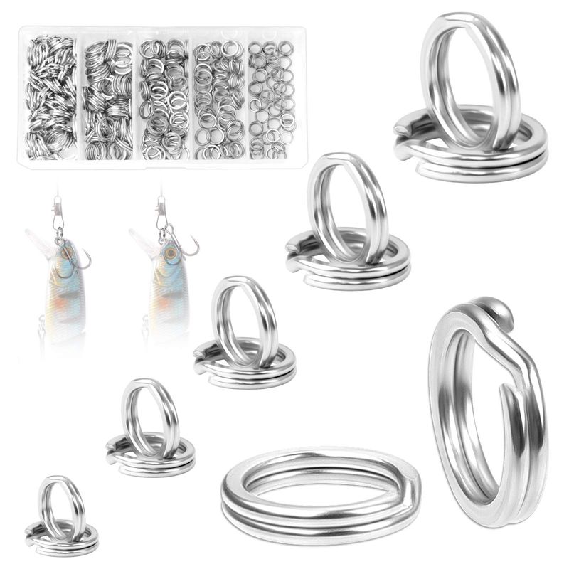 250 Pcs Stainless Steel Split Rings (5 Sizes) for Fishing Tackle ...
