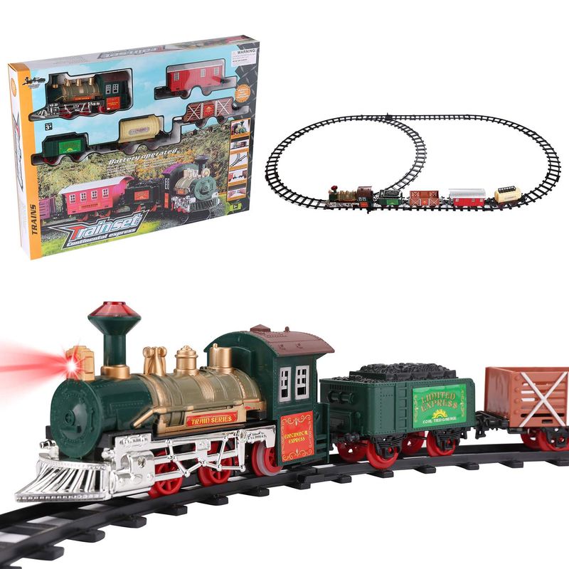 BPC Classic Holiday Christmas Train Set with Locomotive Engine Cargo ...