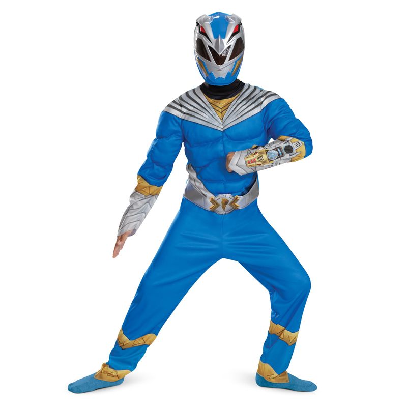 Disguise Blue Ranger Costume for Kids, Official Muscle Padded Power ...