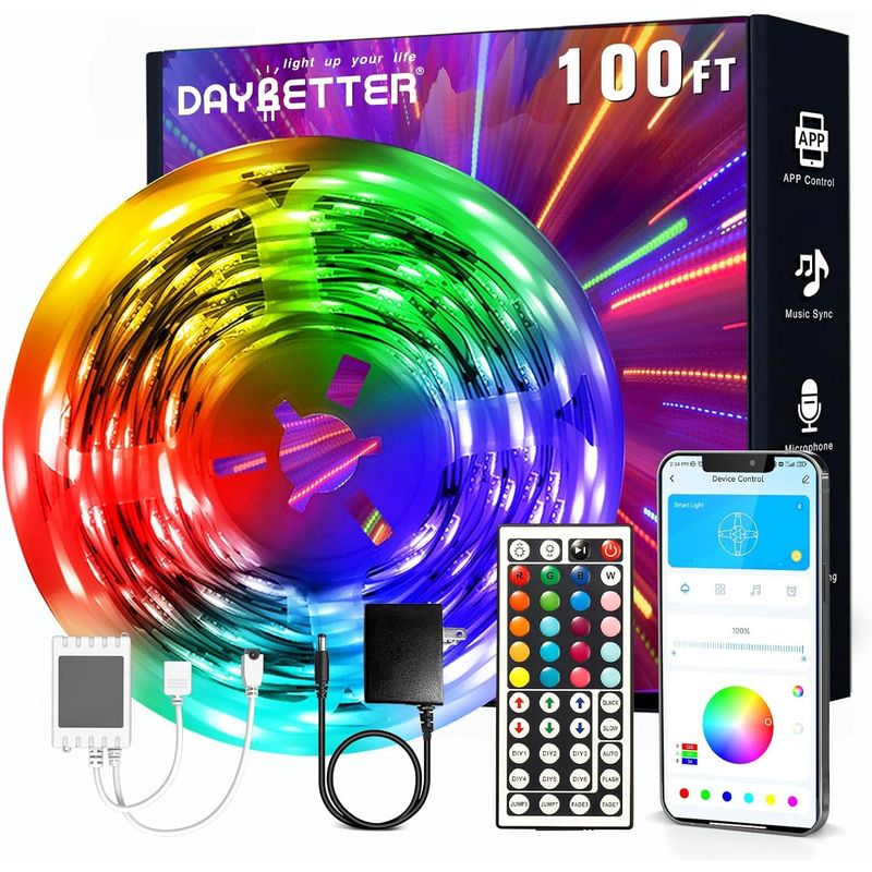 100Ft LED Strip Lights, Smart Light with App Remote Control, RGB LED ...