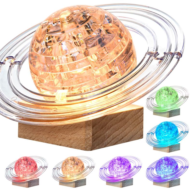 3D Crystal Puzzle, 40PCS Saturn Assembly Brain Teaser with Light-Up ...