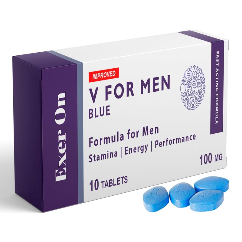 Exer On - Blue 10 Tablets for Men - 100mg Herbal Supplement for Men - Strong Effect - Mens ...