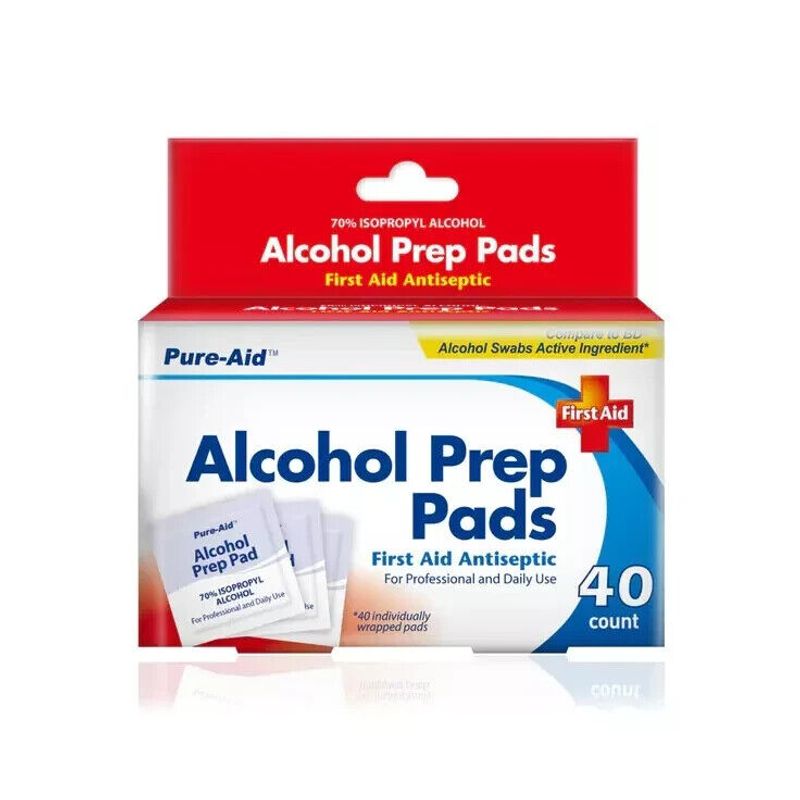 Pure-Aid 70% Alcohol Prep Pads – 40 ct Individually Sealed Wipes ...
