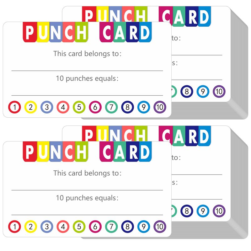 332 PCS Punch Cards, Incentive Reward Card Student Awards Loyalty Cards ...