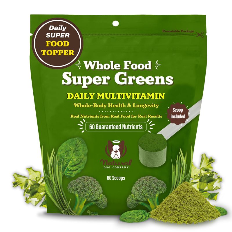Natural Dog Company Dog Food Topper, Super Greens Dog Multivitamin ...