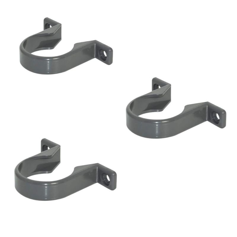 AIGHER PVC Pipe Clips, 32mm Solvent Waste Pipe Fitting, Grey, Pack of 3 ...