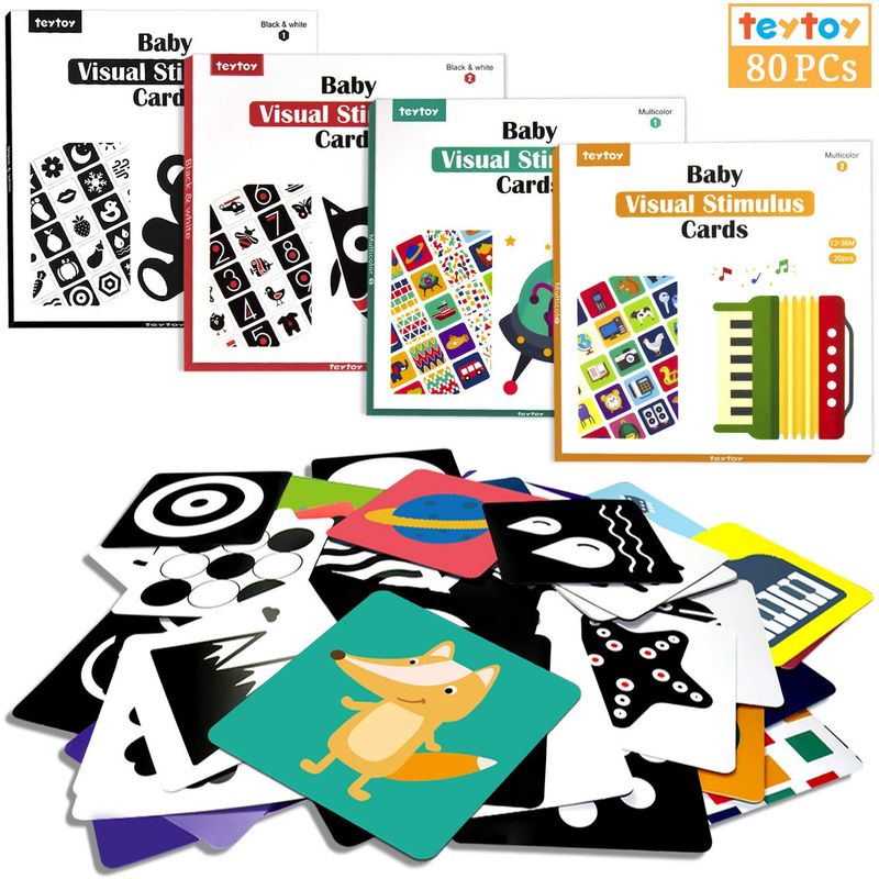 teytoy Baby Cards Newborn Baby Sensory Cards Black and White, Contrast ...