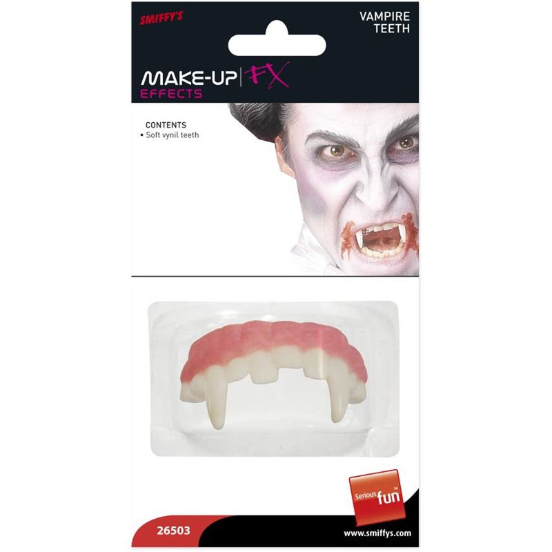 Smiffys Make-Up FX, Horror Vampire Teeth, White Soft Vinyl, Cosmetics ...